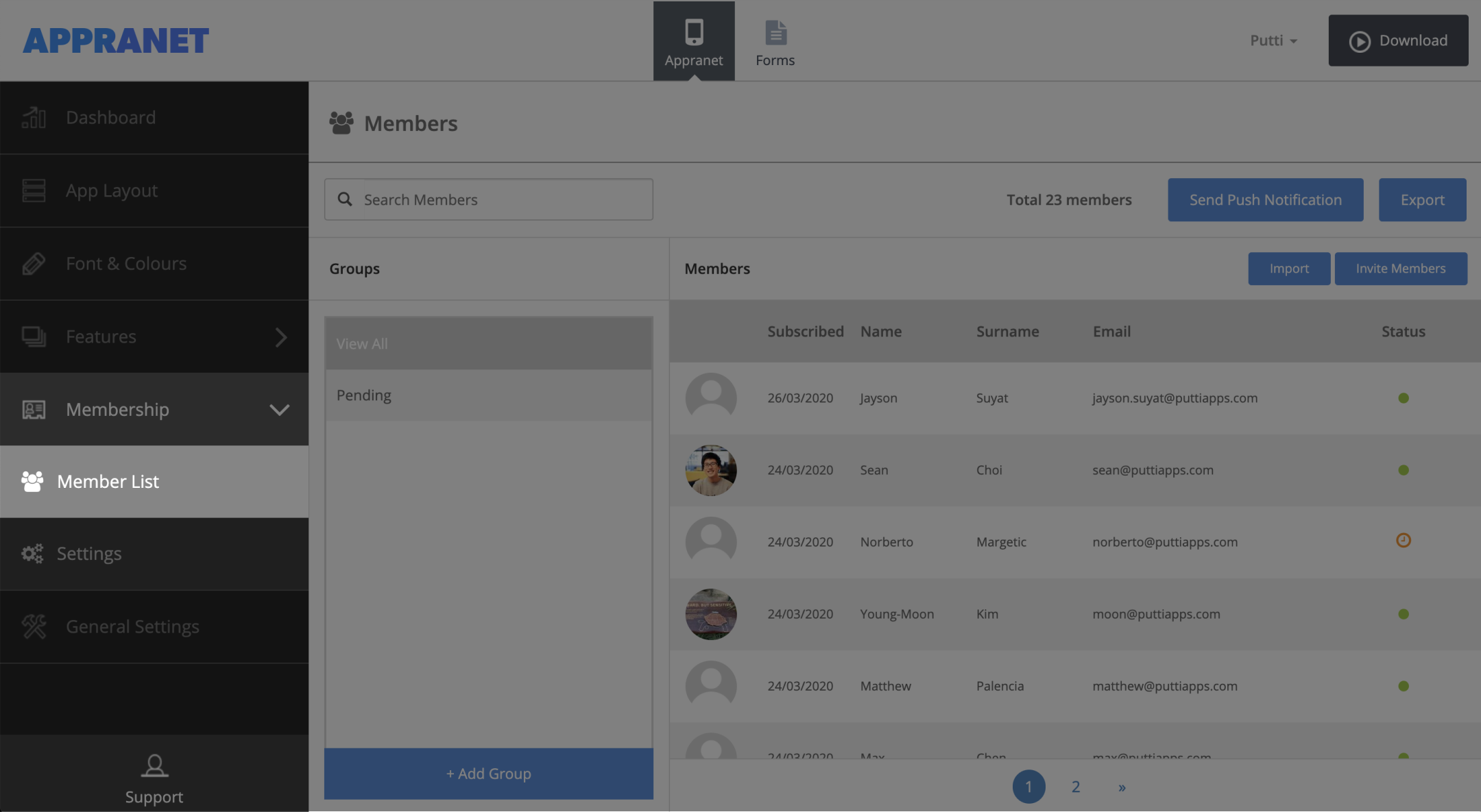 Tutorials: Membership - Appranet